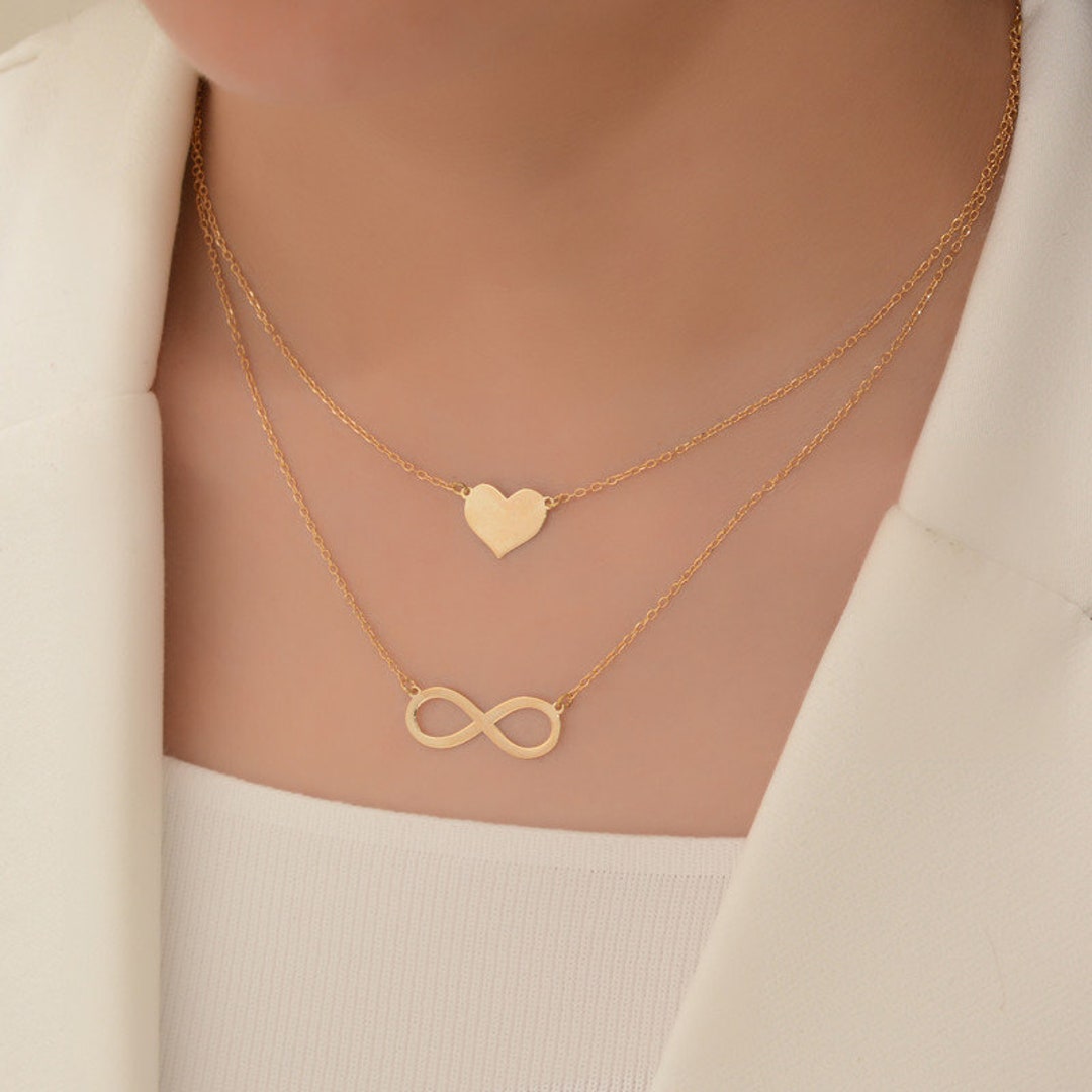 Valentine's 18k Solid Gold Heart Necklace, Handmade Solid Gold Heart ...