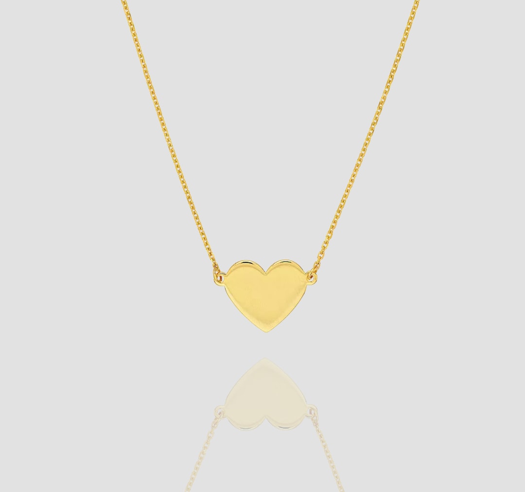 Valentine's Solid Gold Heart Necklace, Handmade Solid Gold Heart ...