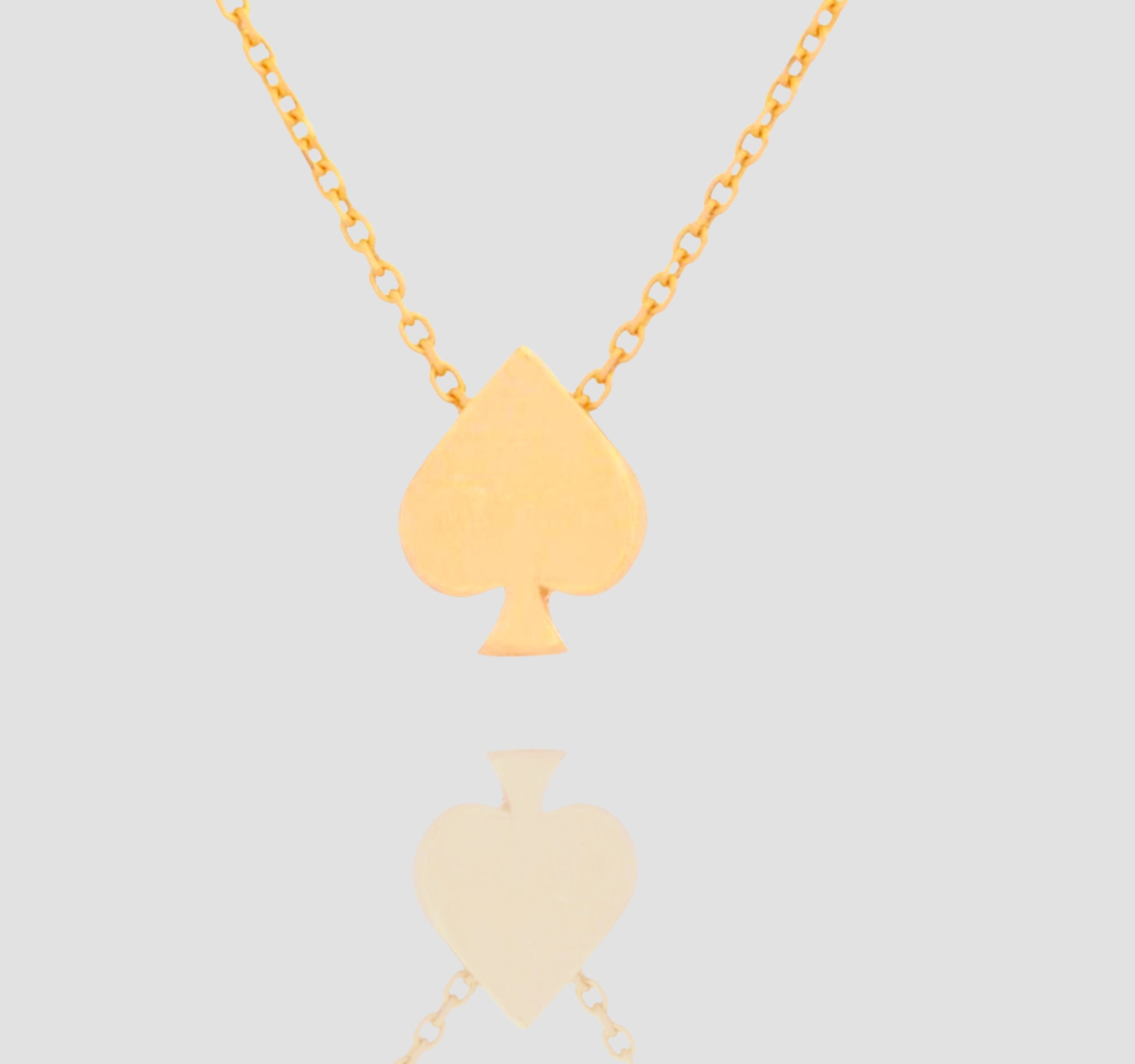 Ace of Spades Poker Necklace, 18k Solid Gold Handcrafted Spades Pendant ...