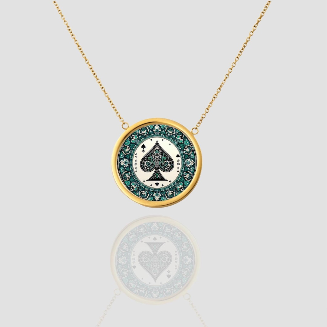 Solid Gold Ace of Spades Necklace: Handcrafted Poker Pendant, Luck ...