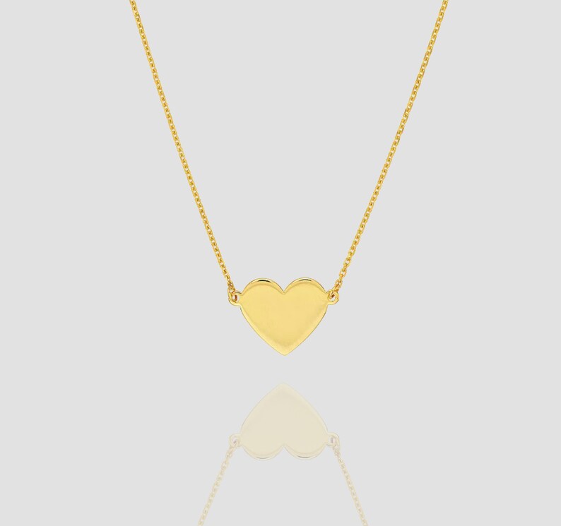 Valentine's Solid Gold Heart Necklace, Handmade Solid Gold Heart ...