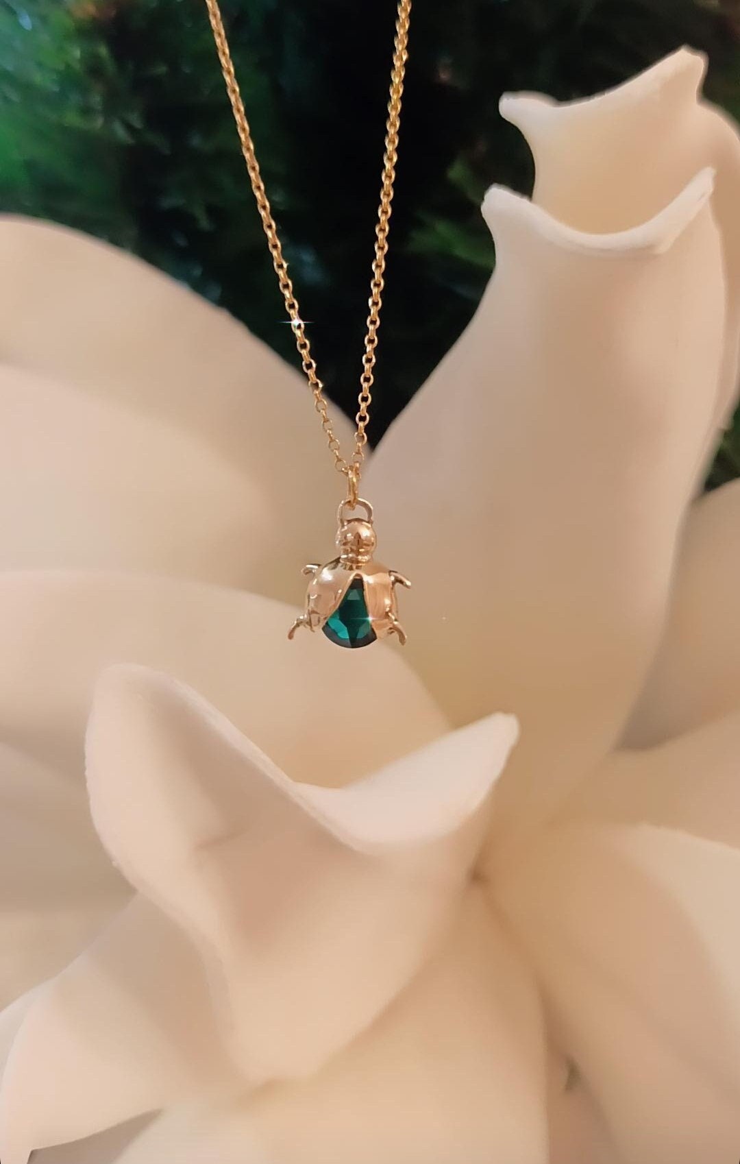 18K Solid Gold Ladybug Necklace, Handmade Bug Jewelry, Ladybug Pendants ...