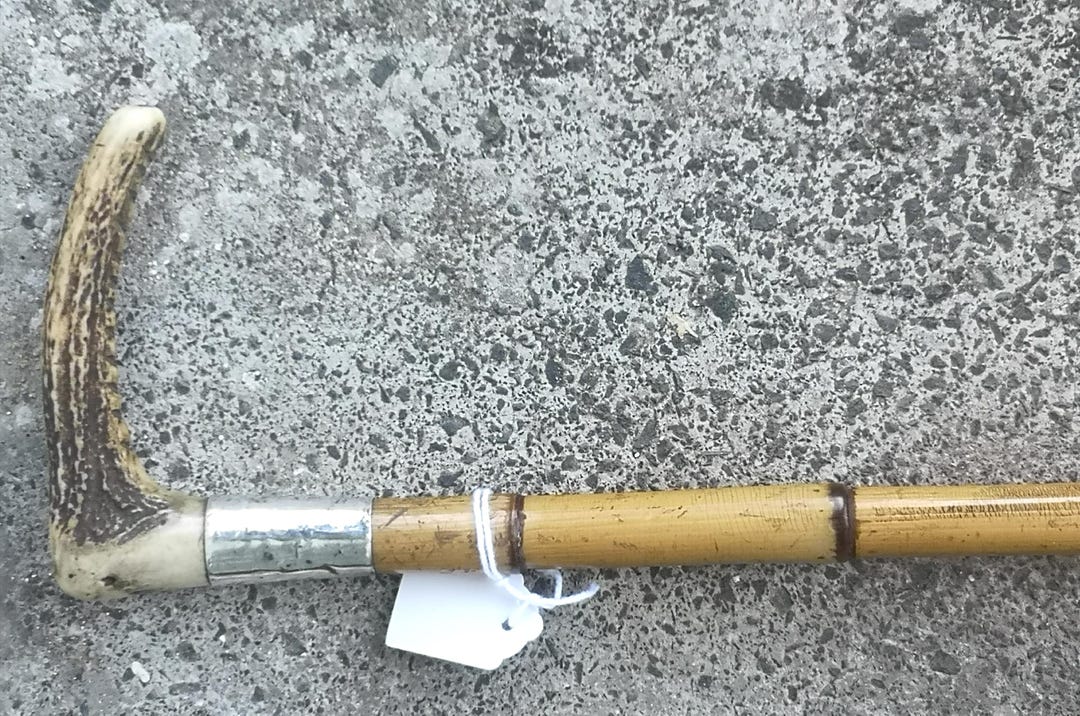 Antique Man's Sturdy Bamboo Cane Hunting Whip With Sterling Silver ...