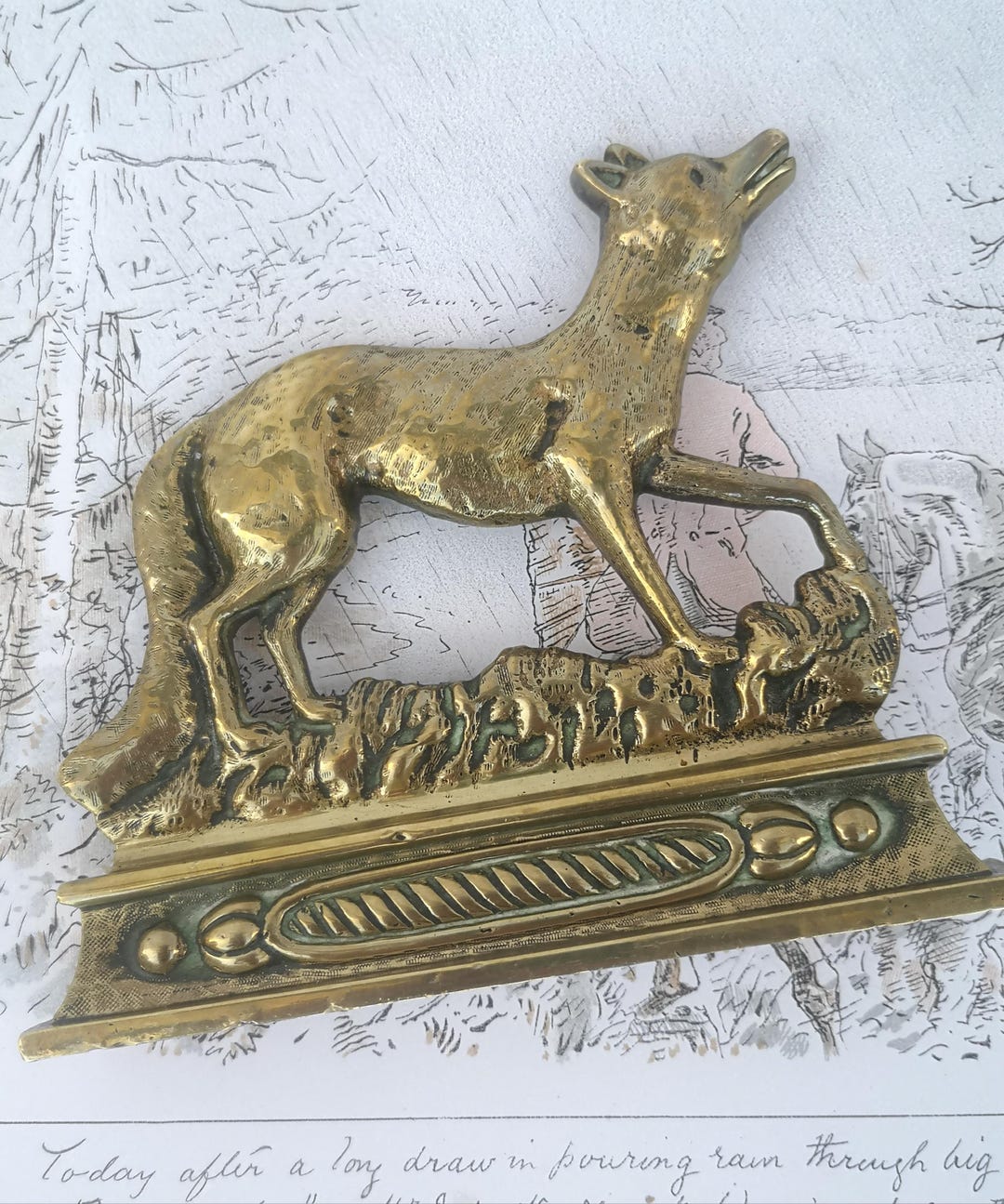 Antique Brass Fox on Base Display or Paperweight - Etsy