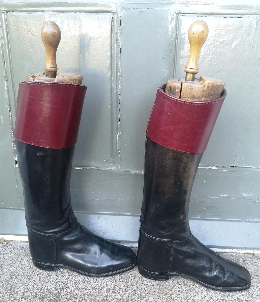 Vintage Pair of Regent Leather Hunting Boots With Mahogany Top Size 9 ...