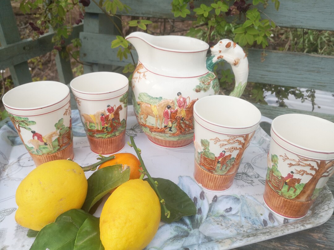 Wedgwood John Peel Hunting Jug With 4 Matching Beakers C 1920 - Etsy