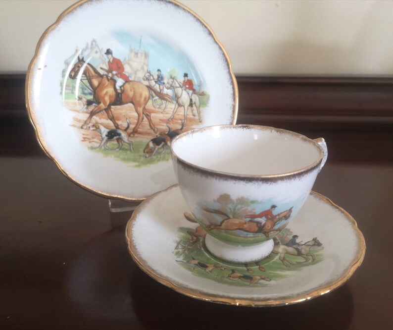 Dorchester Bone China Fox Hunting Scene Cup, Saucer and Teaplate - Etsy