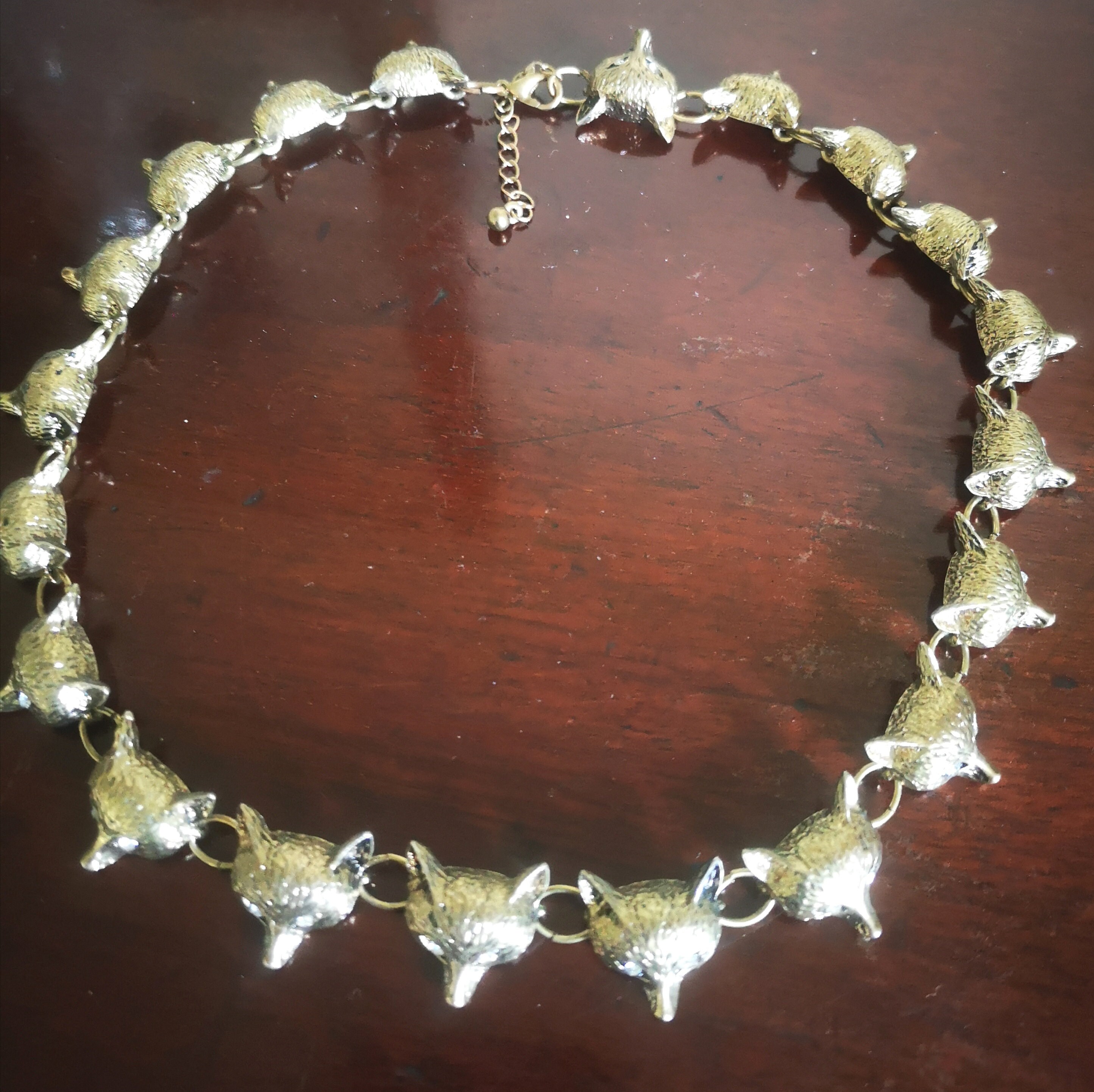 Vintage Brass Colour Fox Mask Necklace With Clear Stone Eyes - Etsy