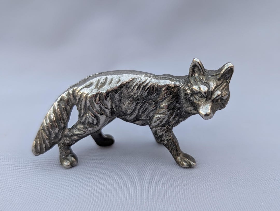Vintage Small Silver Plated Model of Prowling Fox Good Detail - Etsy