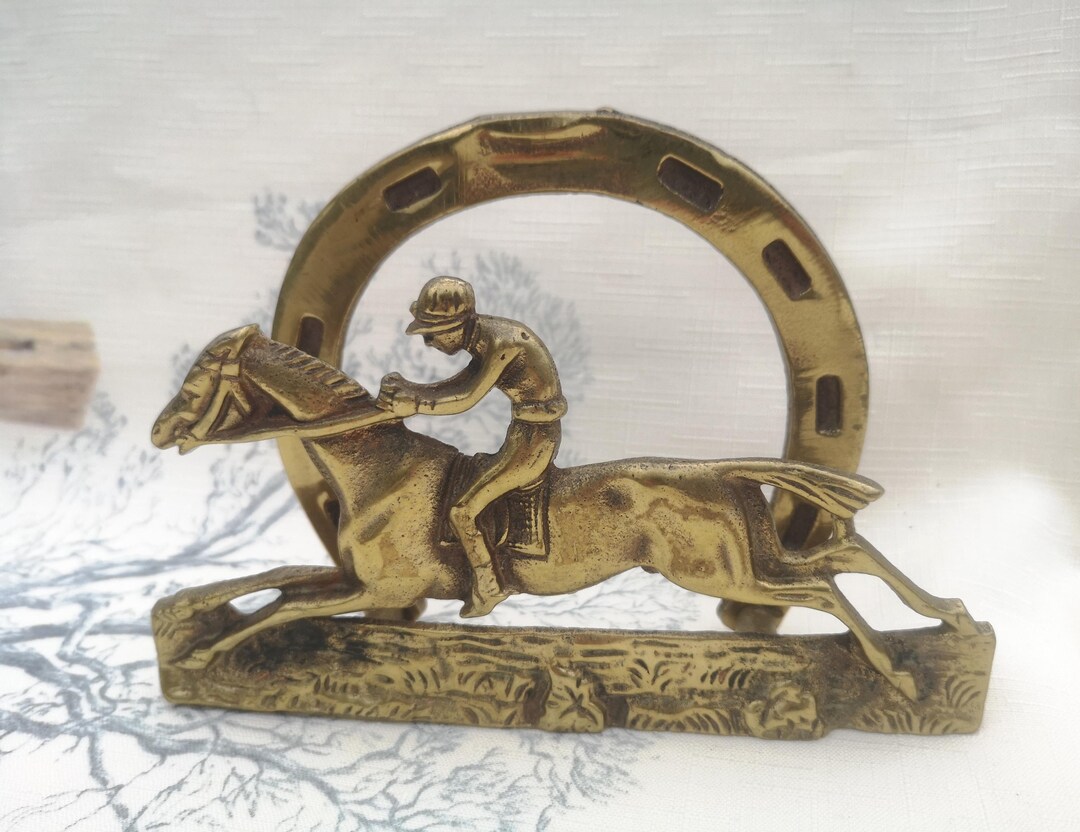 Antique Brass Race Horse and Stirrup Letter Rack / Napkin Holder - Etsy