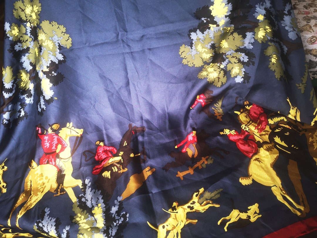 Joules Handstitched Square Scarf Fox Hunting Design 34 Inches Square - Etsy