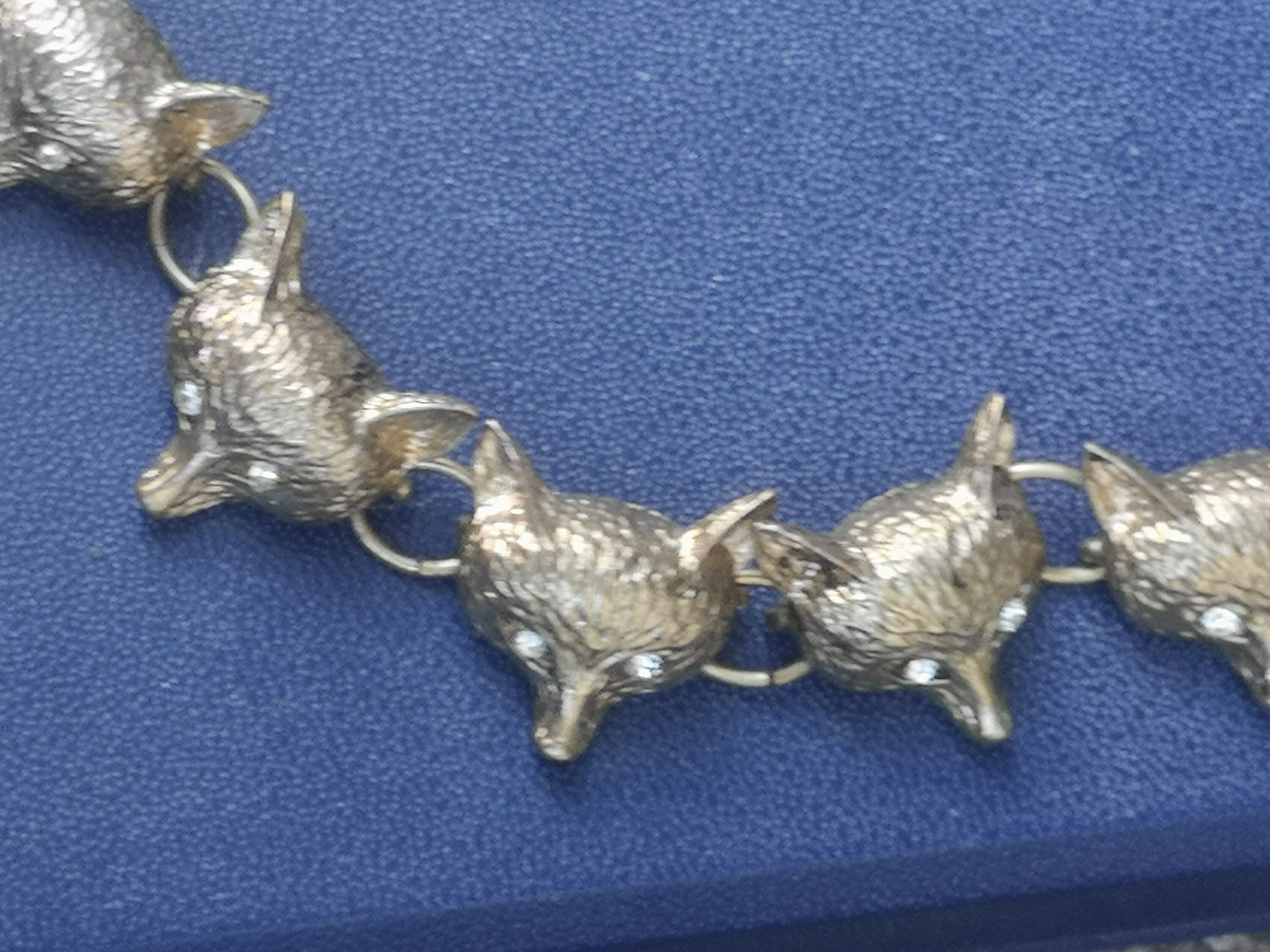 Vintage Brass Colour Fox Mask Necklace With Clear Stone Eyes - Etsy