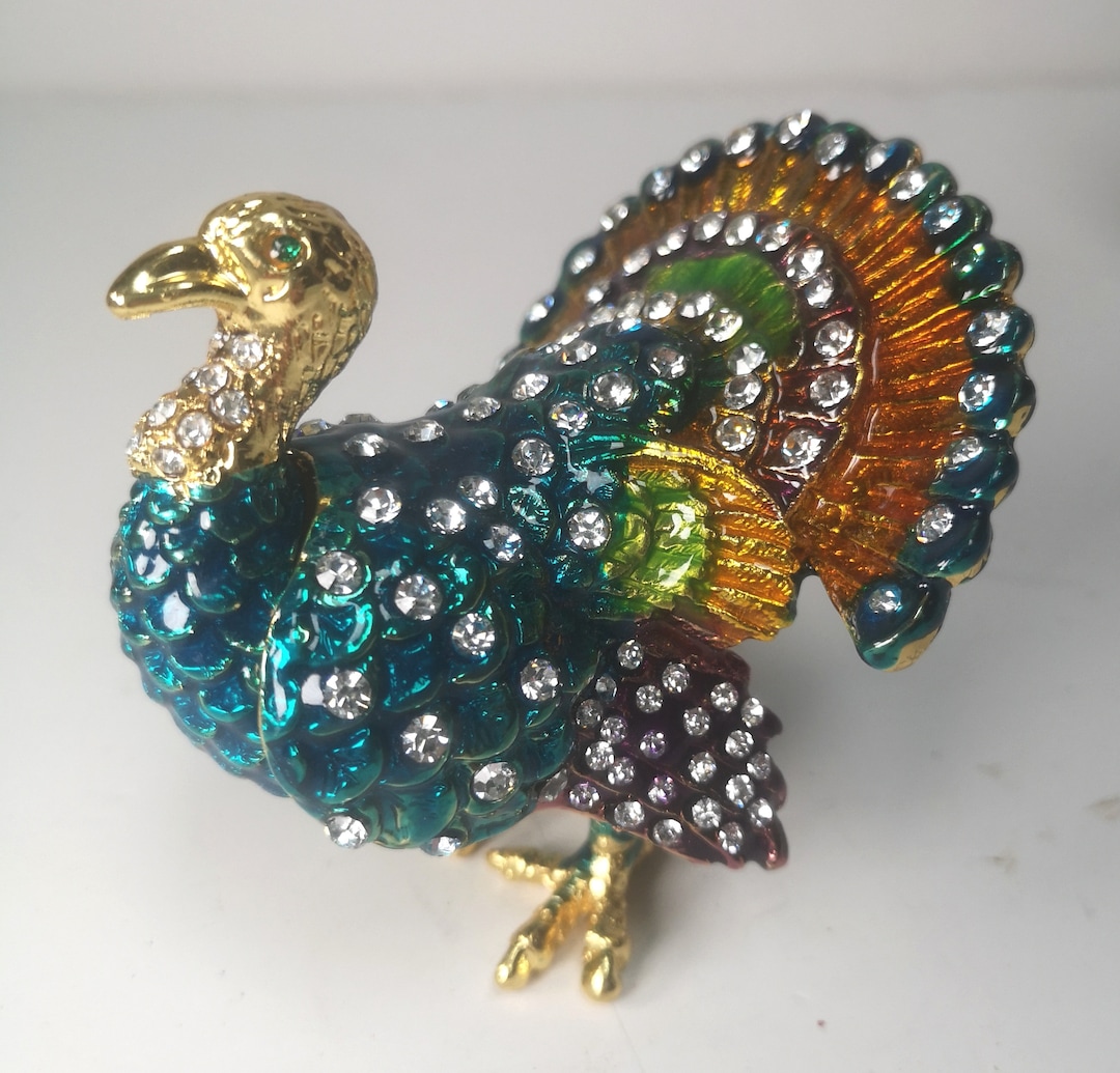 Leonardo Collection Enamelled and Jewelled Peacock Trinket Box Secret ...