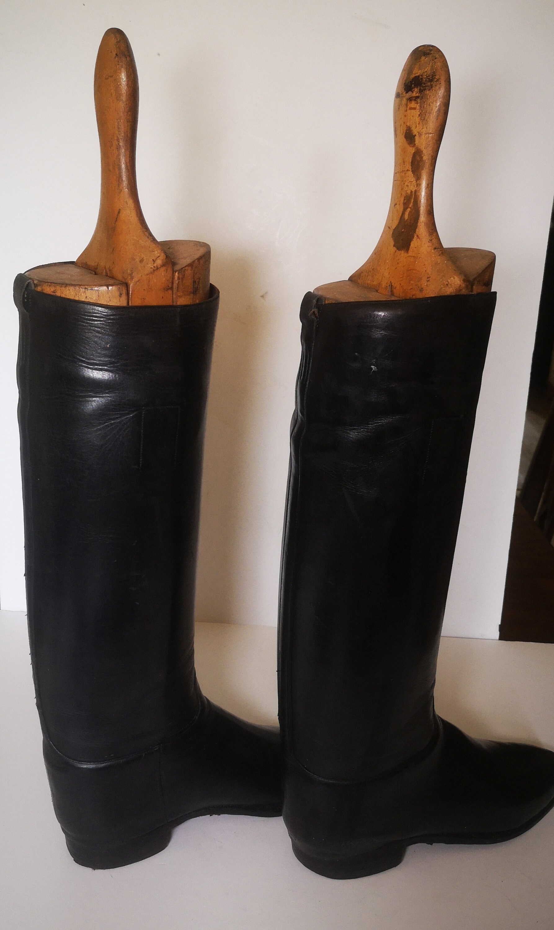 Good Quality Pair Ladies Custom Made Black Leather Hunting Boots Approx ...