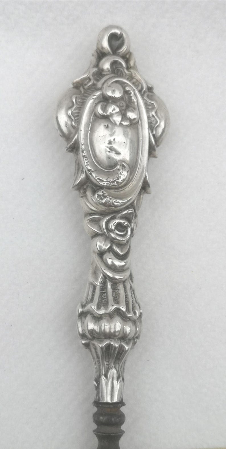 Late Victorian Button Hook With Elaborate Sterling Silver Handle Dated ...