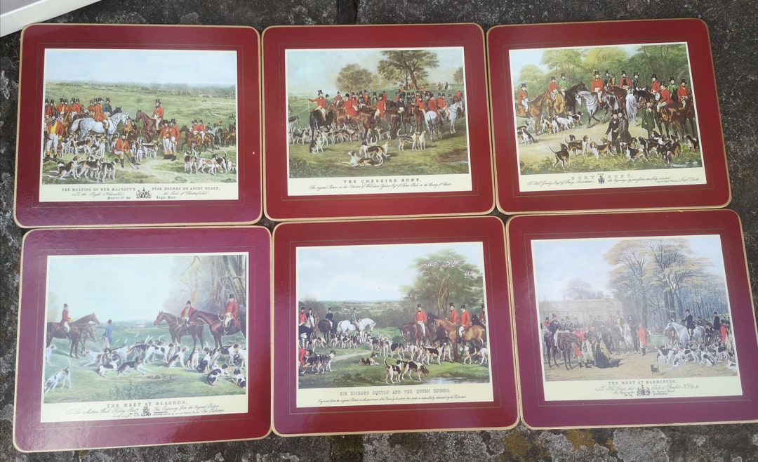 Vintage Clover Leaf Fox Hunting Scene Set of Six Place Mats - Etsy
