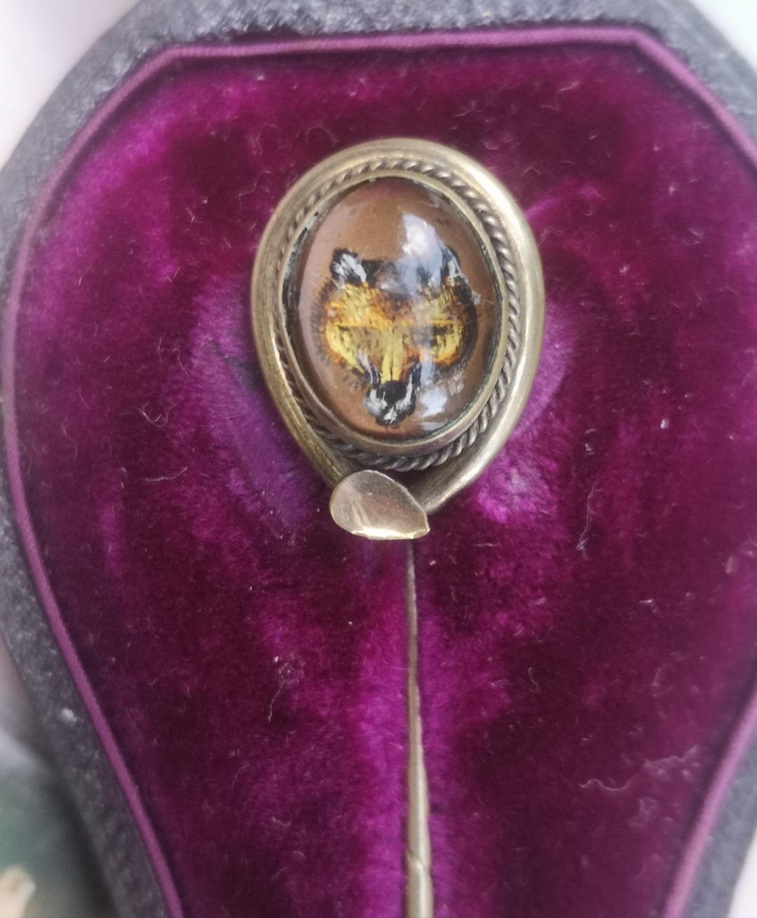 Victorian Essex Crystal Reverse Painted Intaglio Fox Stick Pin - Etsy