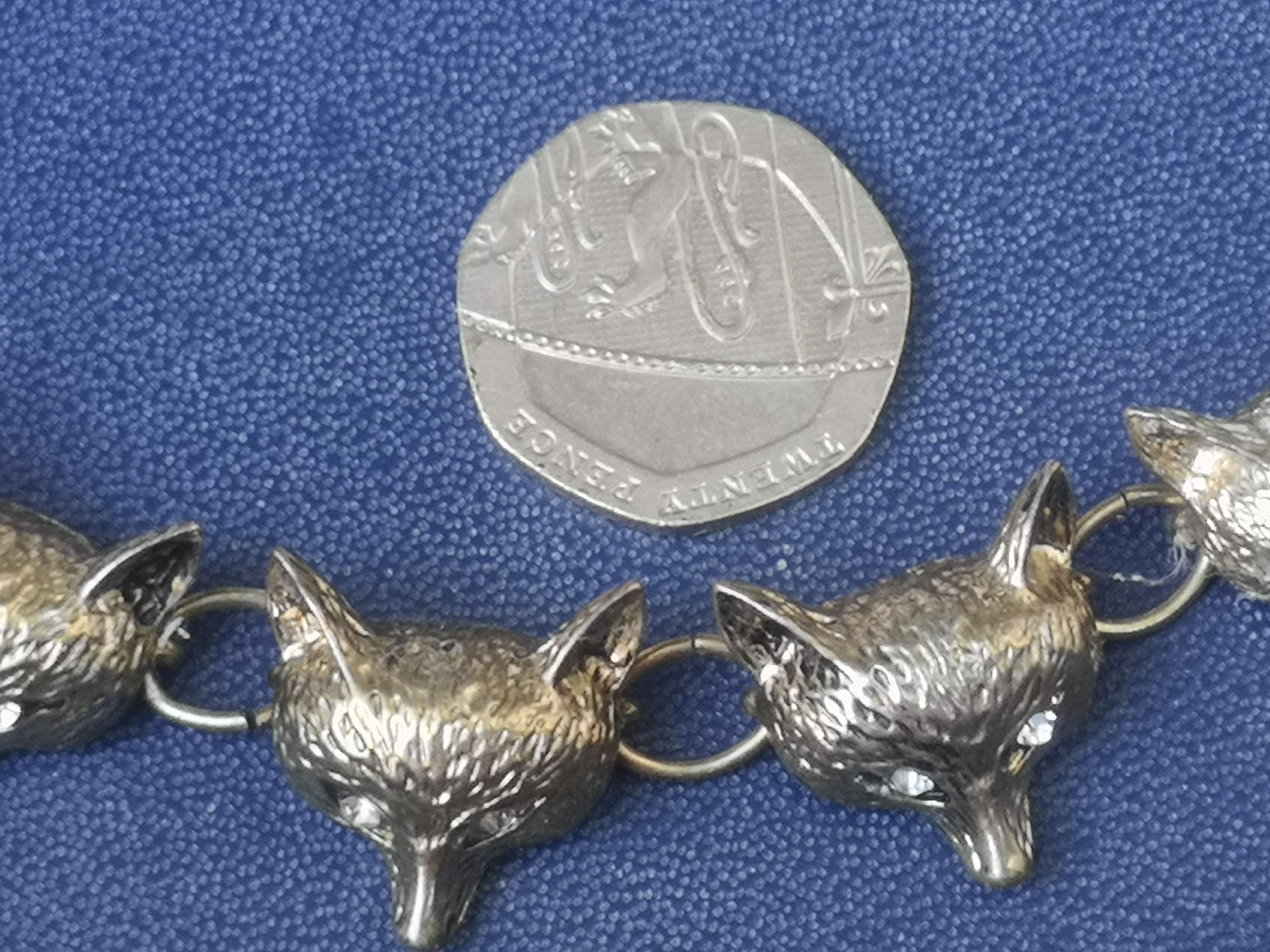 Vintage Brass Colour Fox Mask Necklace With Clear Stone Eyes - Etsy