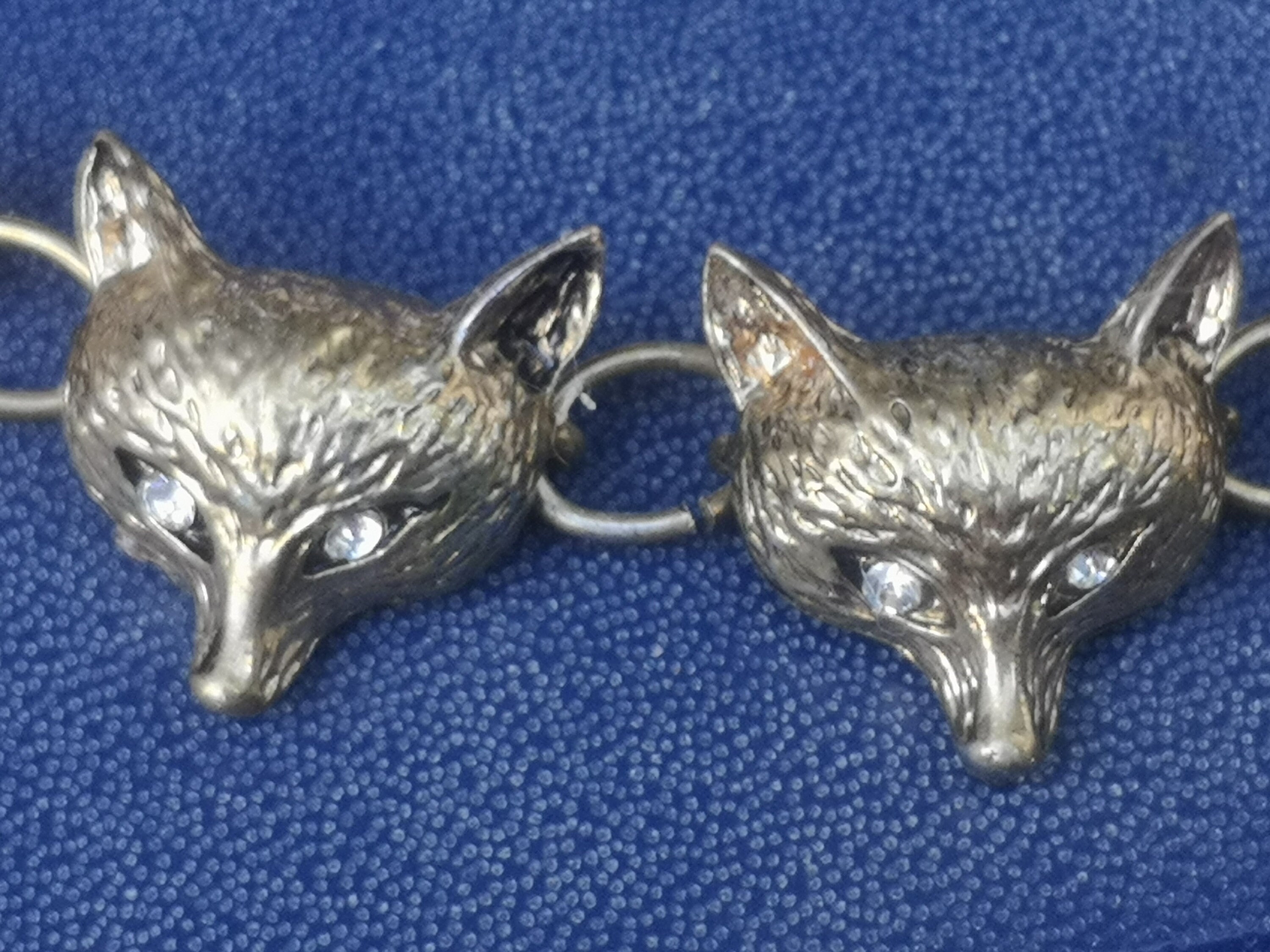 Vintage Brass Colour Fox Mask Necklace With Clear Stone Eyes - Etsy