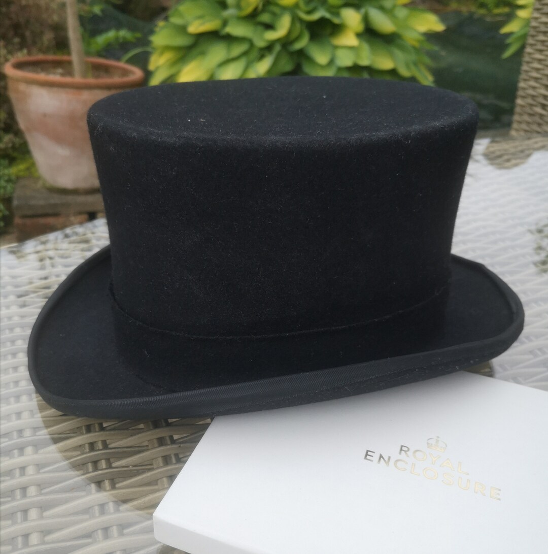 Vintage Black Wool Top Hat Hand Made Approx 7 1/4 - Etsy