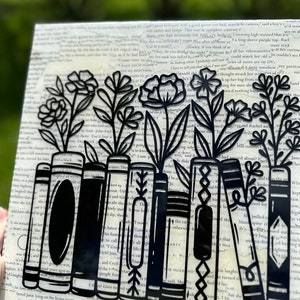 Book Decor, Floral Artwork, Book Lover Gift, Original Canvas Book Art ...