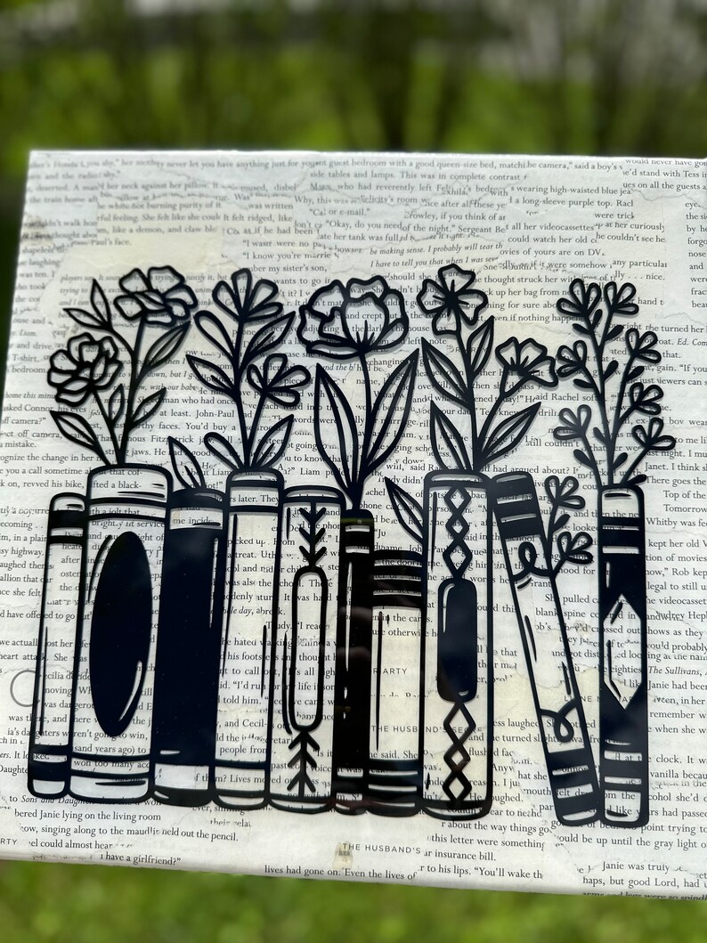 Book Decor, Floral Artwork, Book Lover Gift, Original Canvas Book Art ...