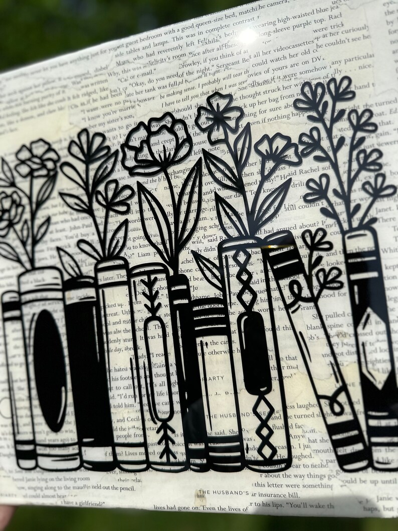 Book Decor, Floral Artwork, Book Lover Gift, Original Canvas Book Art ...