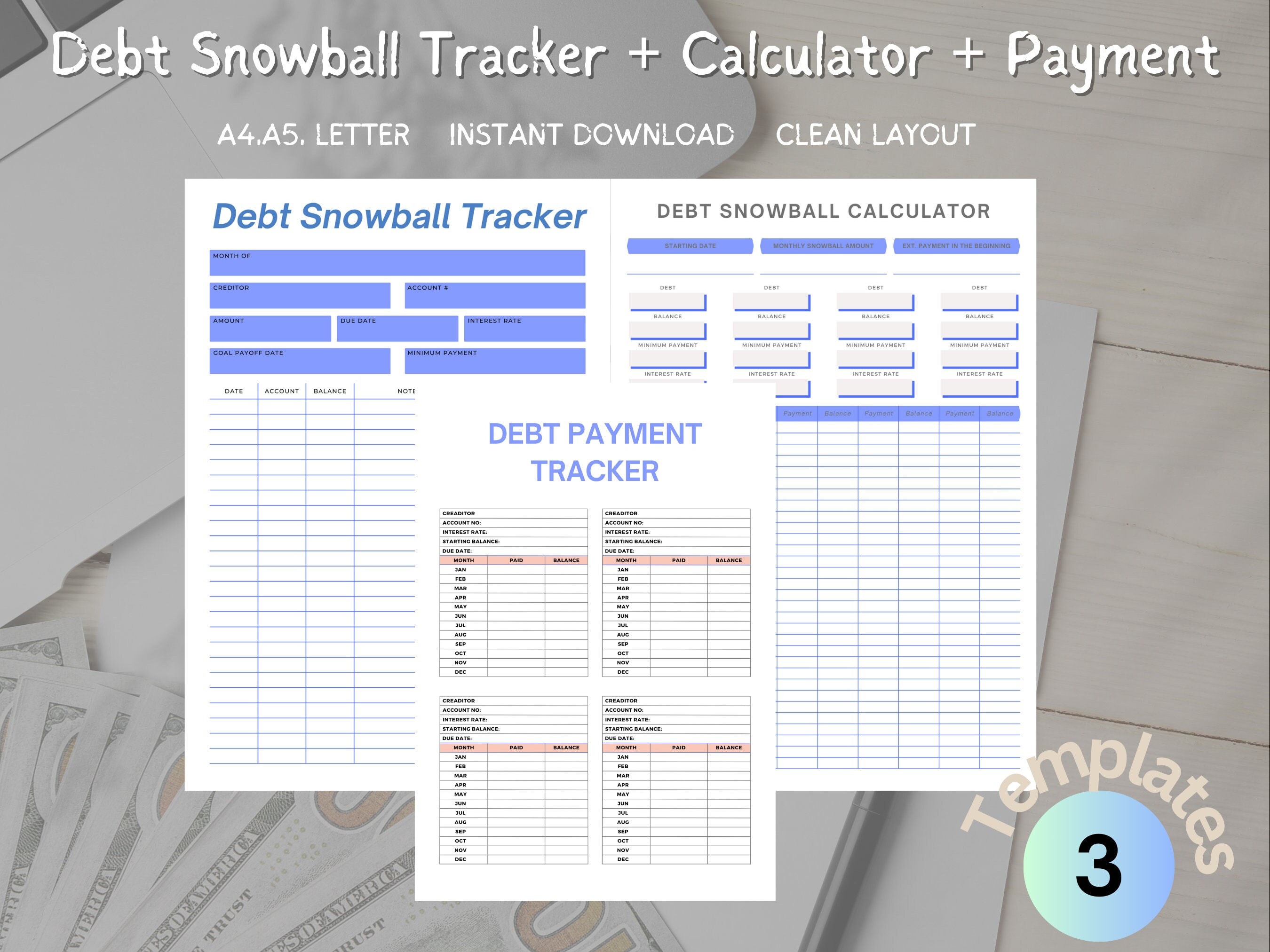 Debt Tracker Printable, Debt Calculator Printable, Debt Payment Tracker ...