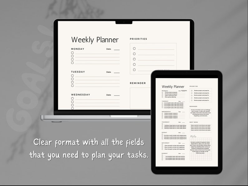 Minimalist Weekly Planner Printable, Weekly Planner Checklist ...