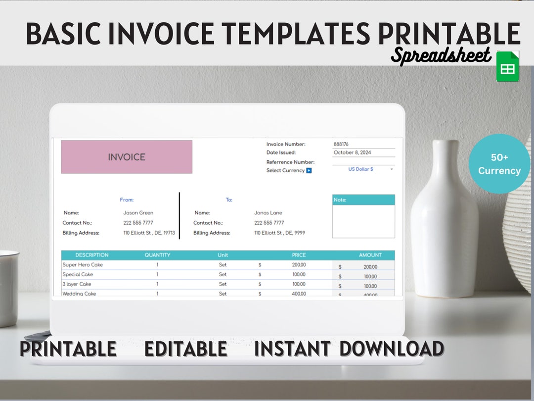 Simple & Minimalist Invoice Template Editableclean Invoice Design for ...