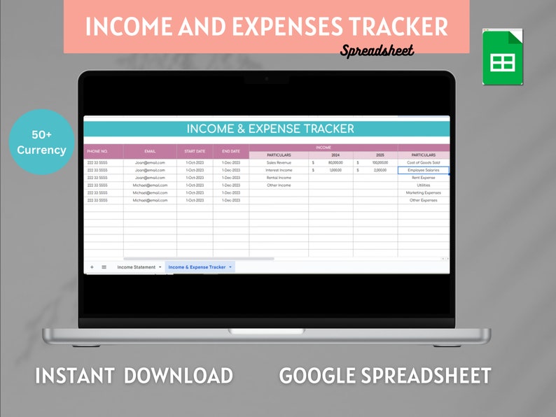 Small Business Income Statement Template Income and Expenses Tracker ...