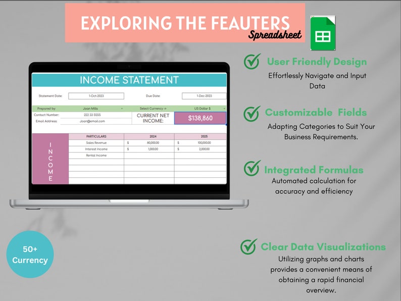 Small Business Income Statement Template Income and Expenses Tracker ...
