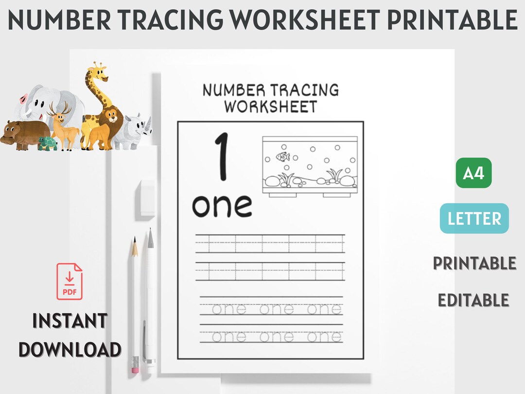 Number Tracing Worksheets Printable Counting Practice Preschool ...