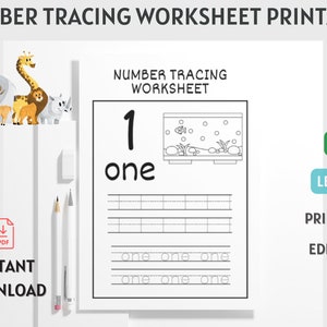 Number Tracing Worksheets Printable Counting Practice Preschool ...