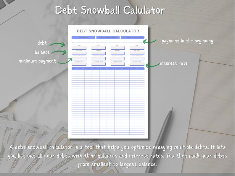 Debt Tracker Printable, Debt Calculator Printable, Debt Payment Tracker ...