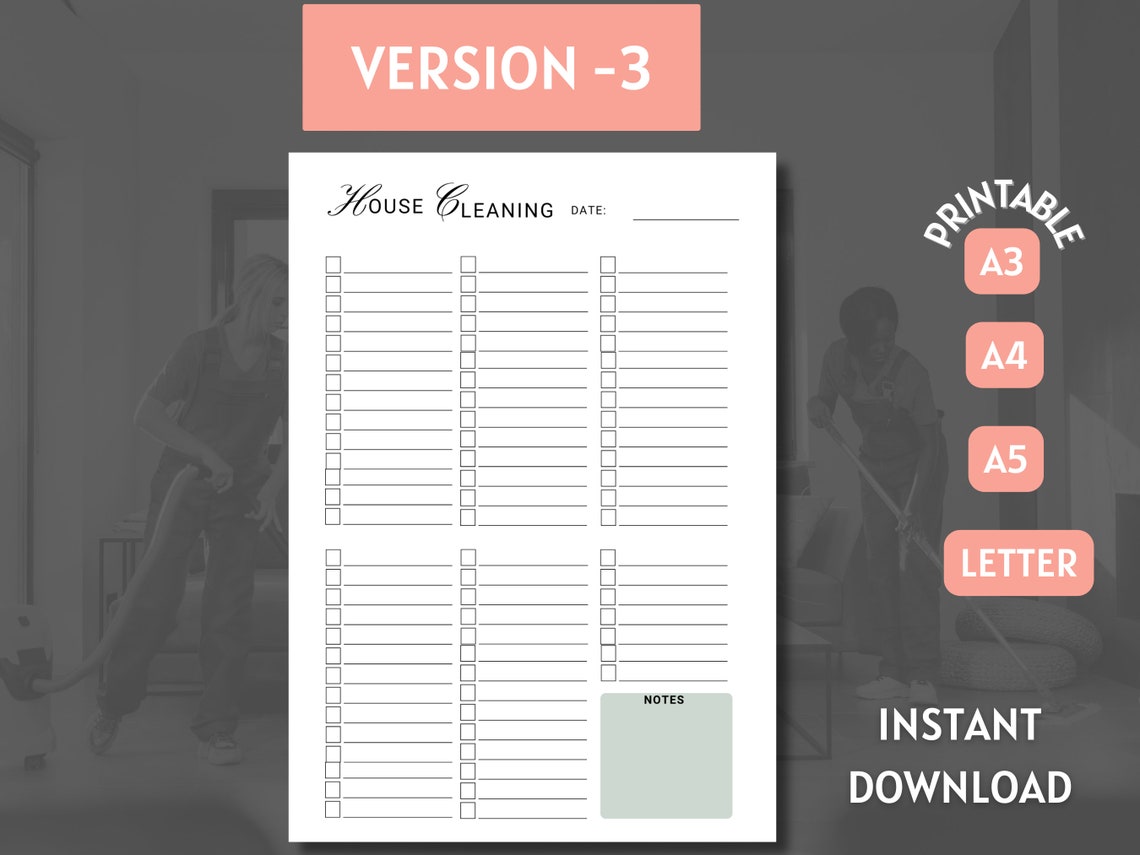 Ultimate Cleaning Checklist Printable Daily, Weekly & Monthly House ...