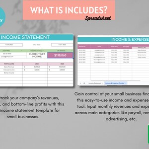 Small Business Income Statement Template Income and Expenses Tracker ...