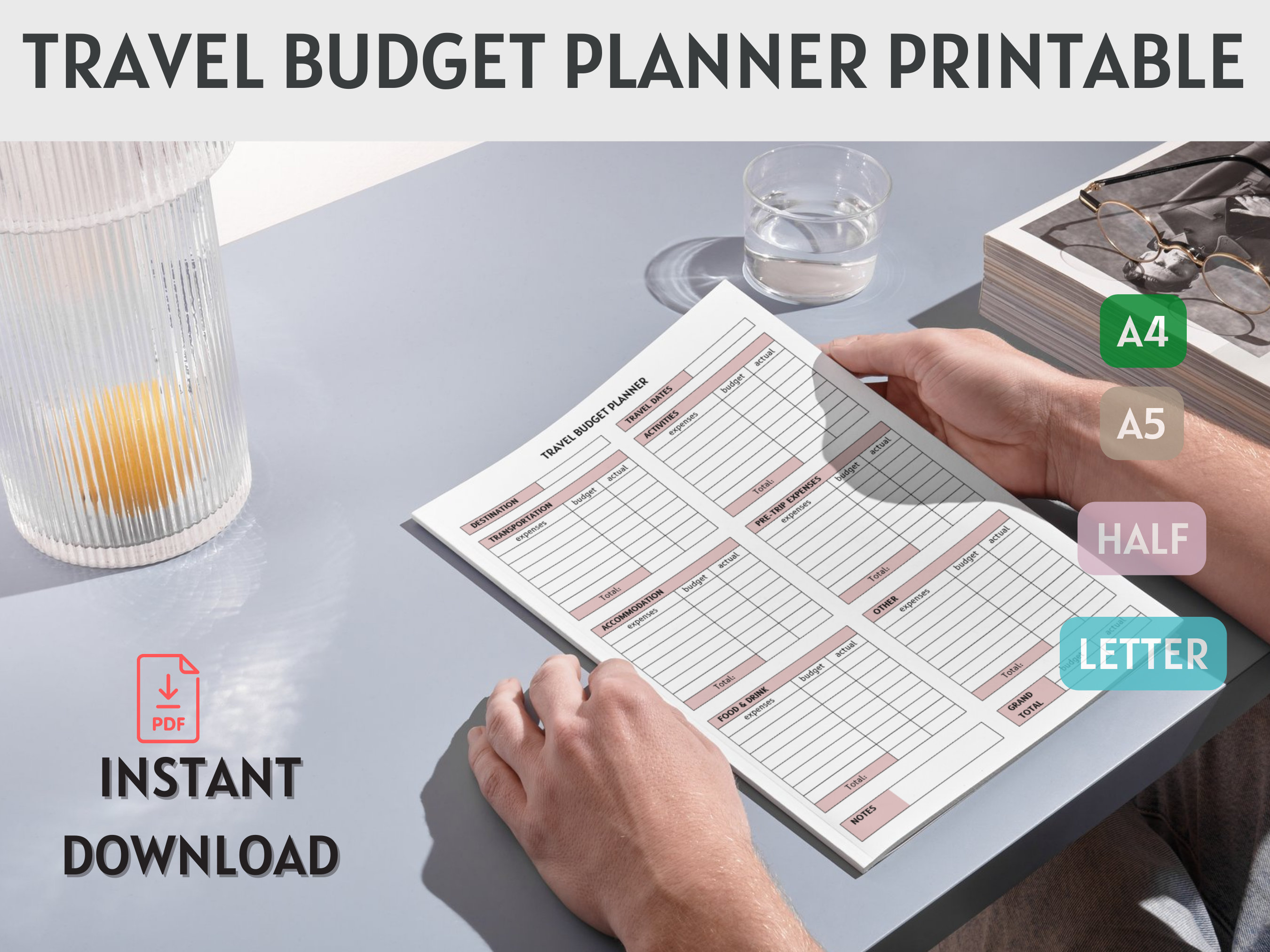 Travel Budget Planner Printable Vacation Expense Tracker Trip Cost ...