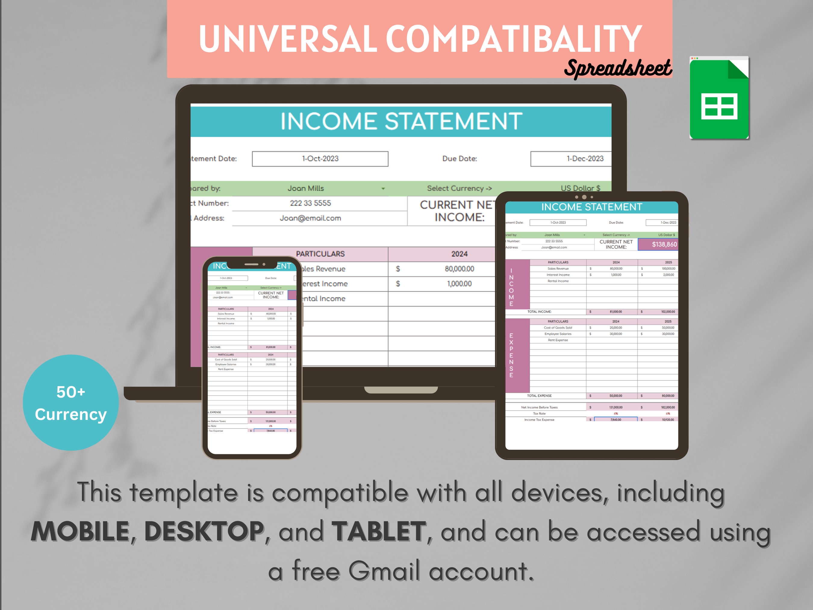 Small Business Income Statement Template Income and Expenses Tracker ...