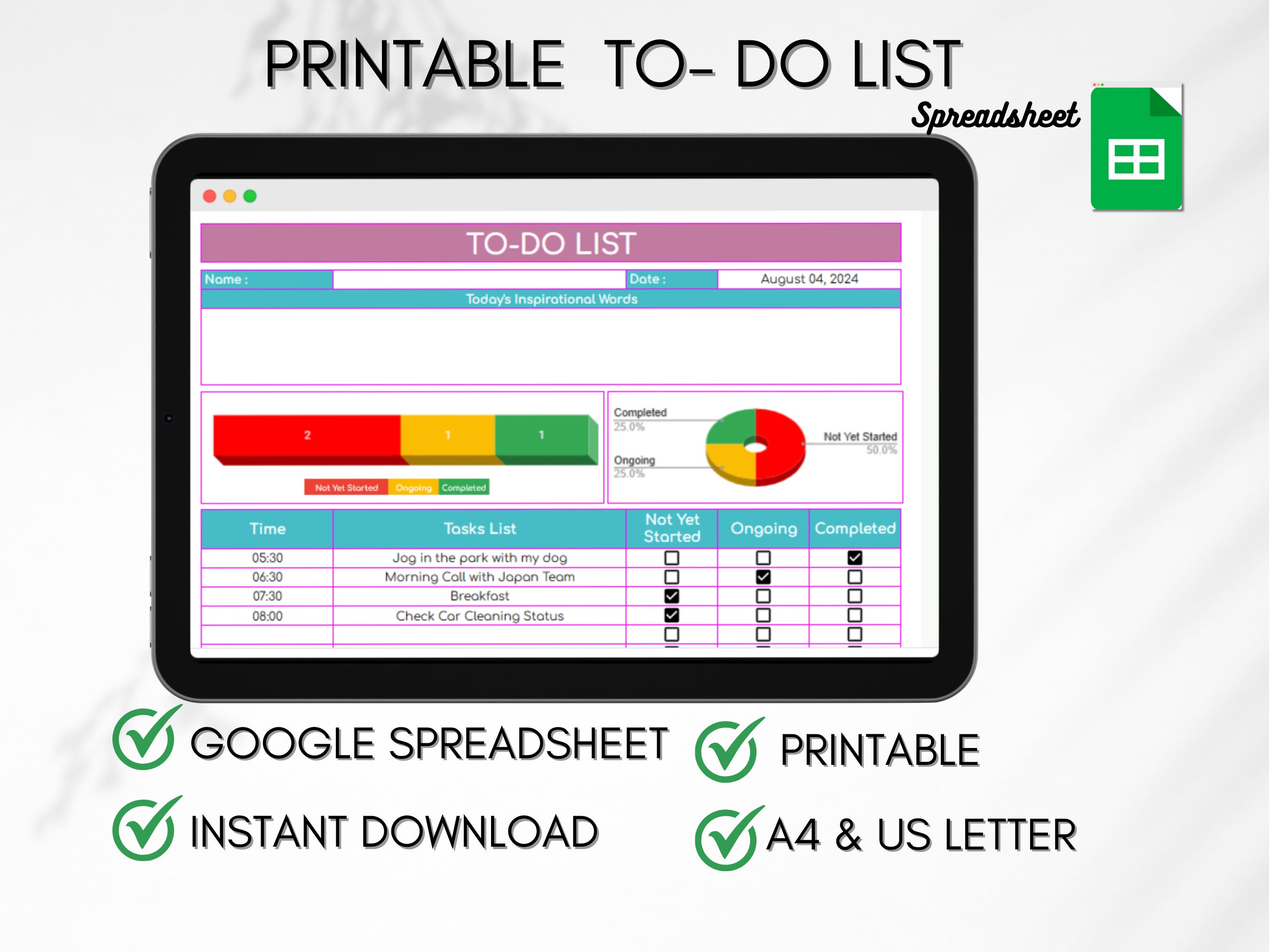 Printable TO-DO List Template, Daily Planner Schedule, List Good Notes ...