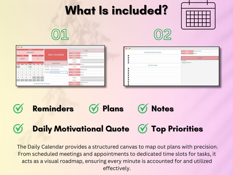 Printable Daily Calendar, Printable Spreadsheet Calendar, 2024-2025 ...