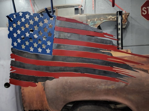 Tattered American Flag Metal Cutout/wall Hanging - Etsy