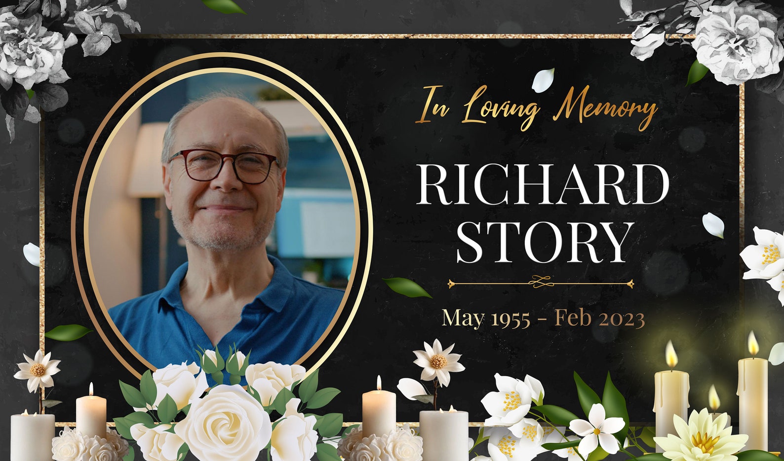 Personalised Funeral Banner Photo Flower in Loving Memory Celebration ...