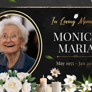 Personalised Funeral Banner Photo Flower in Loving Memory Celebration ...