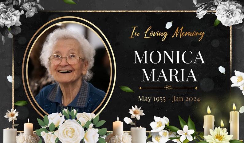 Personalised Funeral Banner Photo Flower in Loving Memory Celebration ...