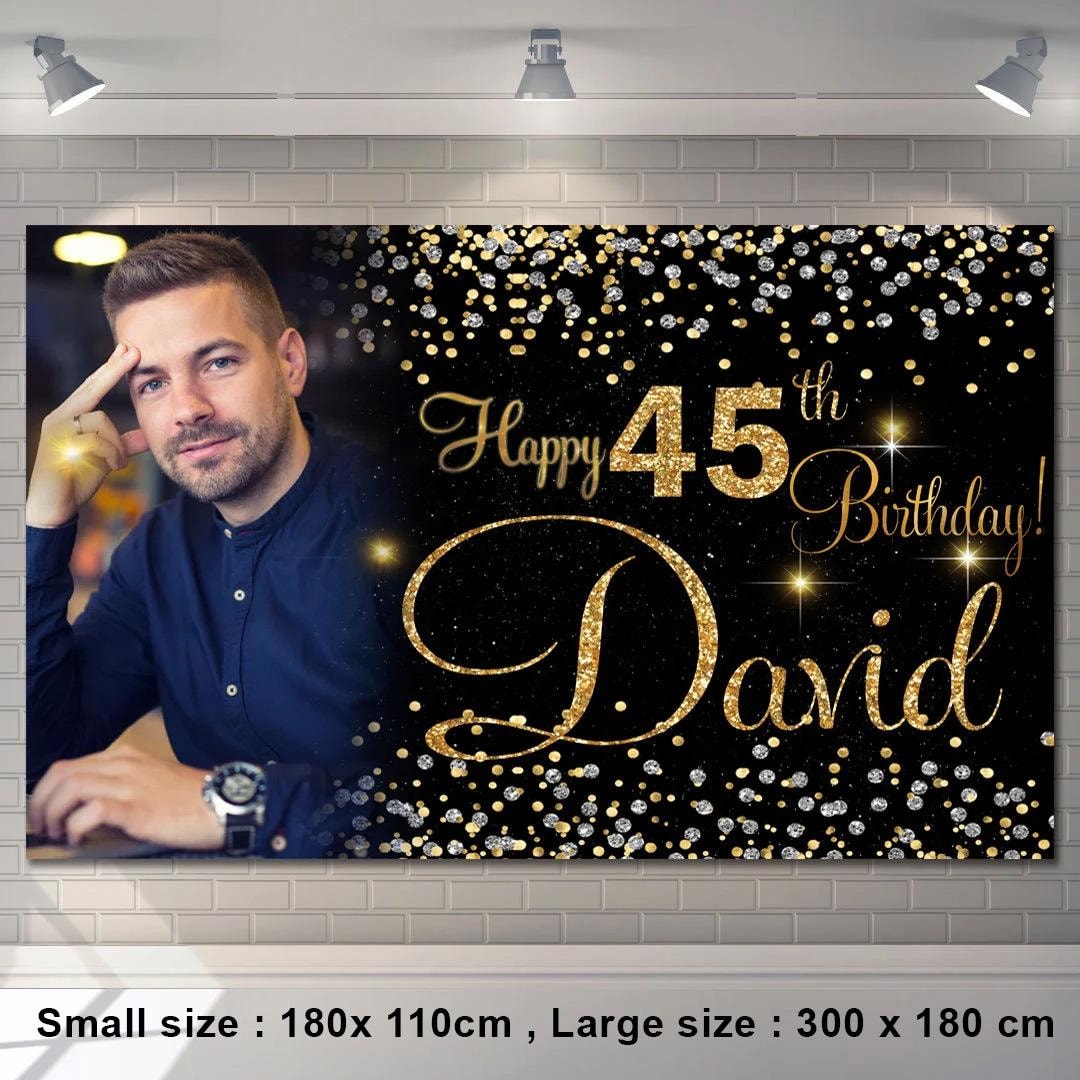 Personalised Happy Birthday Backdrop Background Photo Banner Man Woman ...