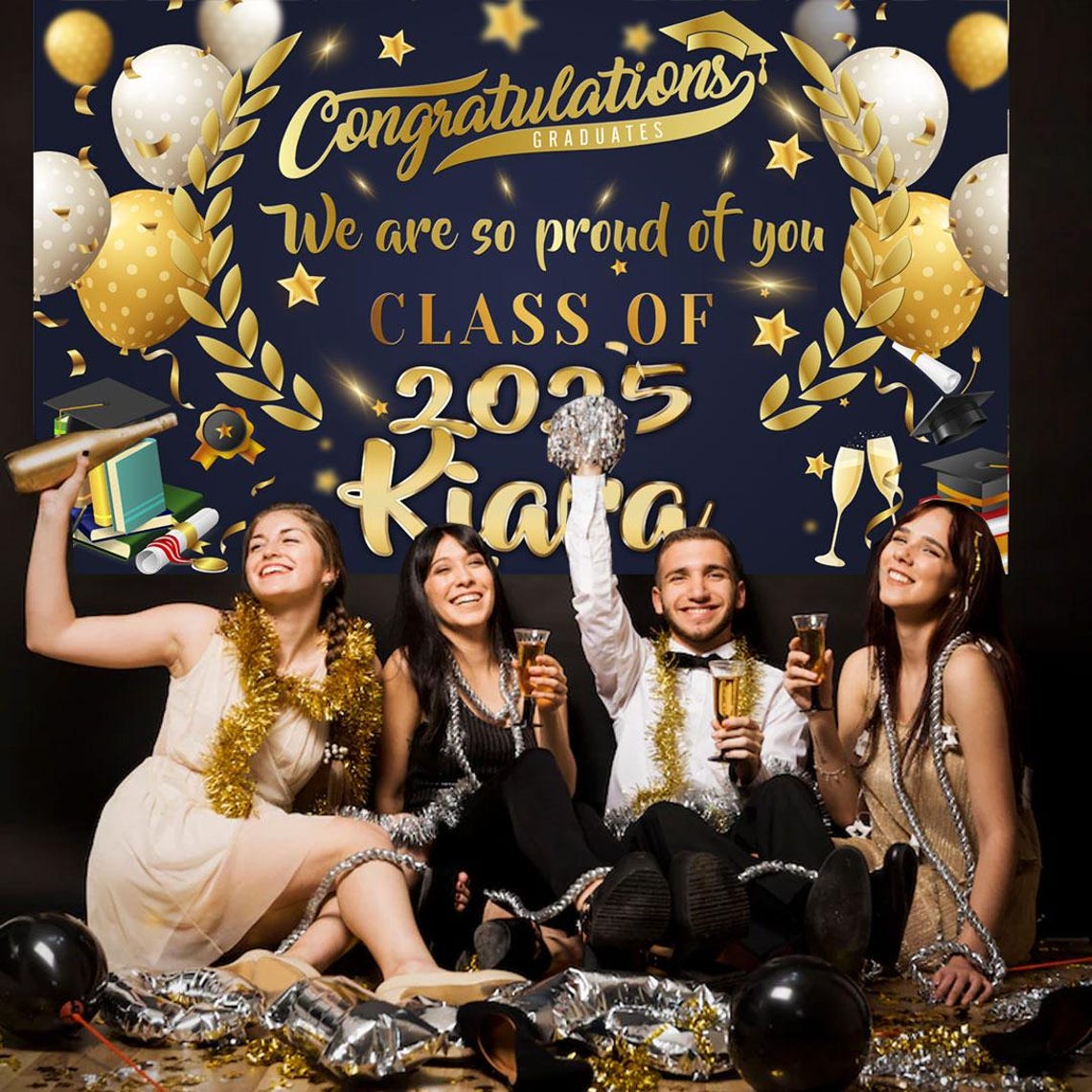 Personalised Graduation Background Photo Banner for Party Decoration ...