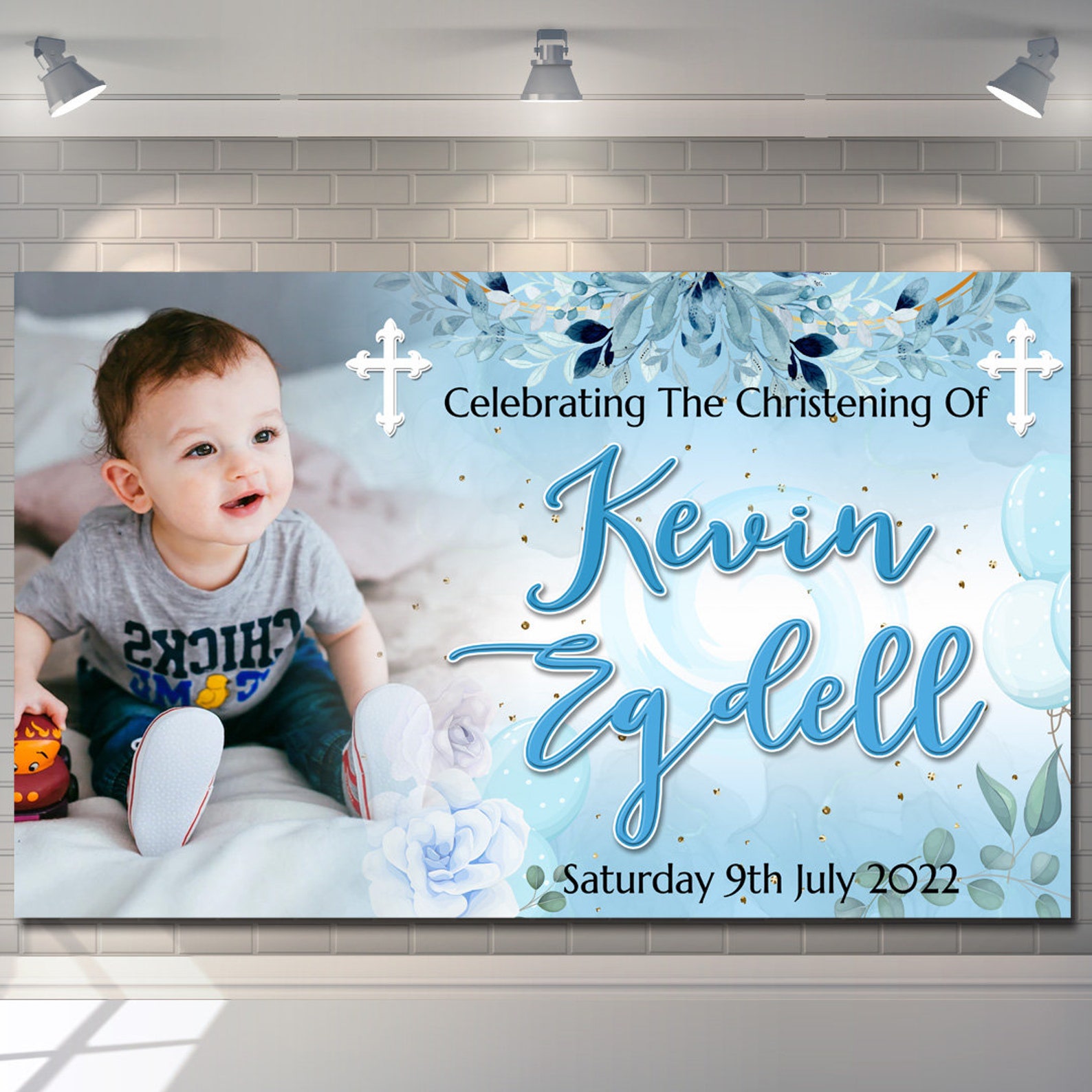 Personalised Birthday Backdrop Photo Banner Christening Baptism Pink ...