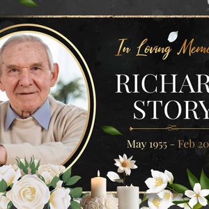 Personalised Funeral Banner Photo Flower in Loving Memory Celebration ...