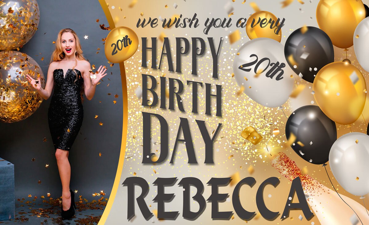 Personalised Happy Birthday Backdrop Background Banner Black - Etsy